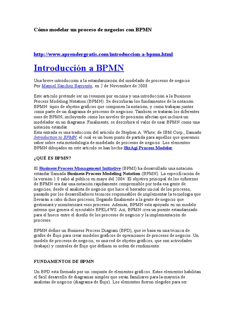 Introducción a BPMN para Negocios | PDF | Procesos de negocio | Gestión de tecnología de la ...