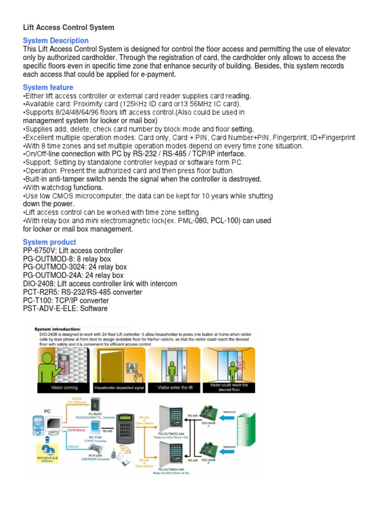 Lift Access Control System | PDF