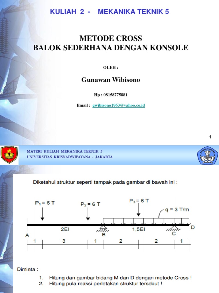 Kuliah 2 - Metode Cross Balok Sederhana Dengan Konsole | PDF