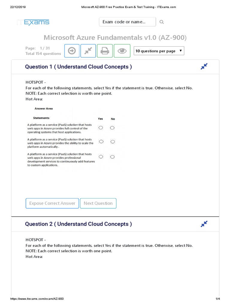 Microsoft AZ-900 Free Practice Exam & Test Training - 1.31 PDF | PDF ...