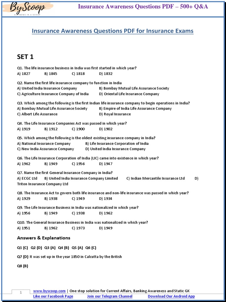 Insurance Awareness Exam Q&A Guide | PDF | Insurance | Companies