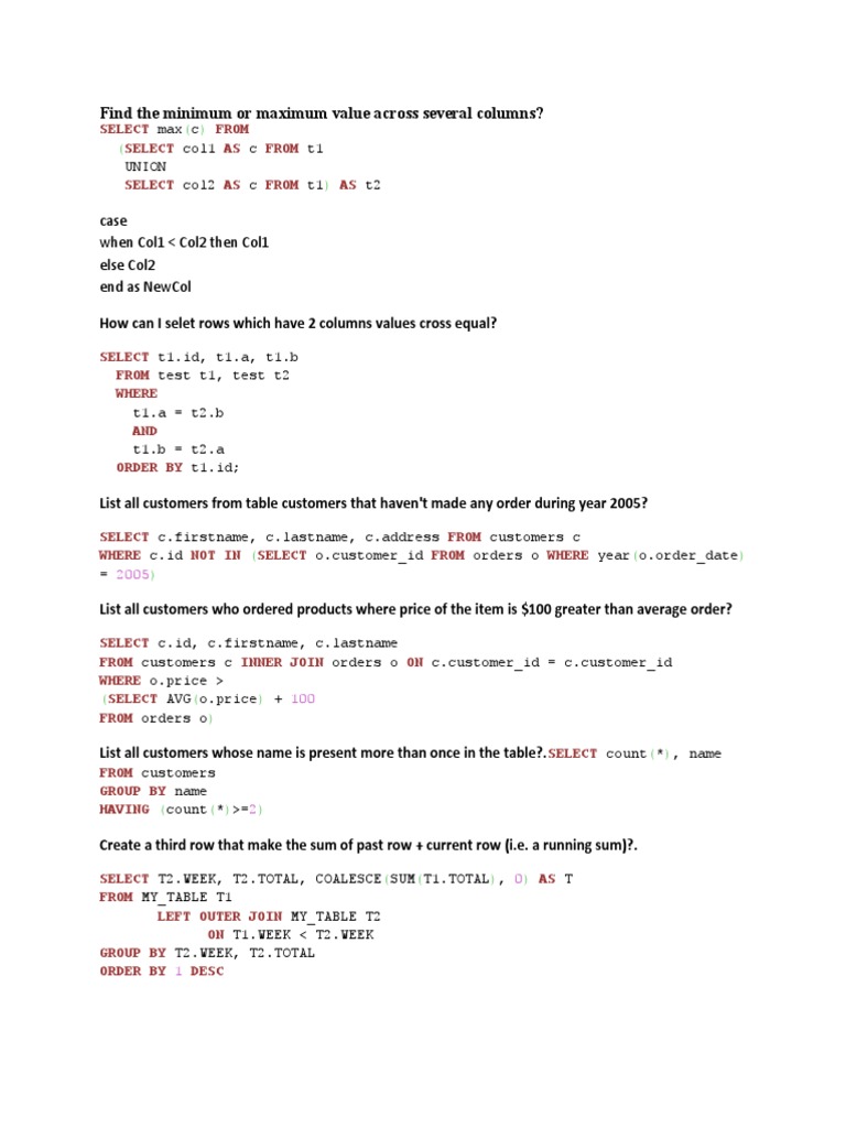 Find The Minimum or Maximum Value Across Several Columns?: Case When ...