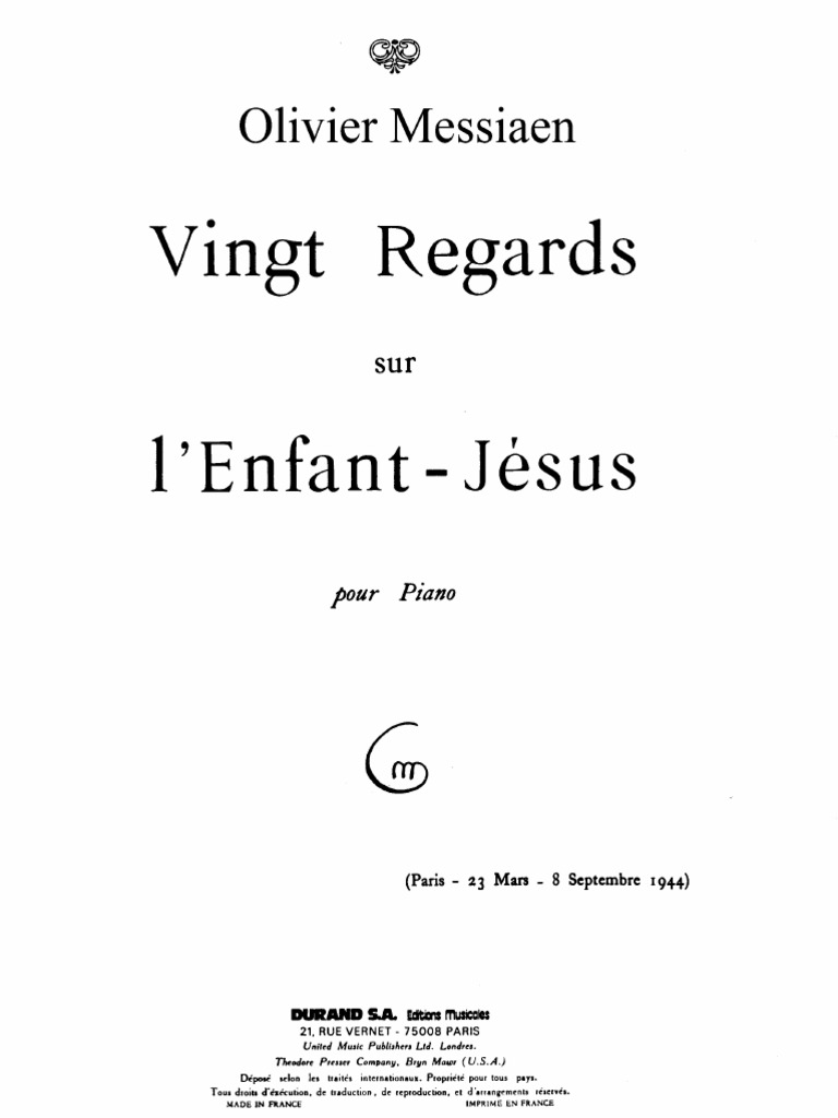 Messiaen Vingt Regards 1 | PDF