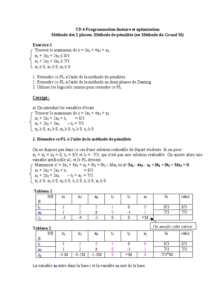 TD4 Corrig | PDF | Optimisation linéaire | Informatique théorique