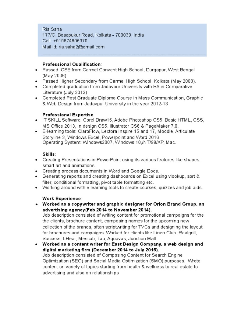 Resume - Ria Saha | PDF | Educational Technology | Web Design
