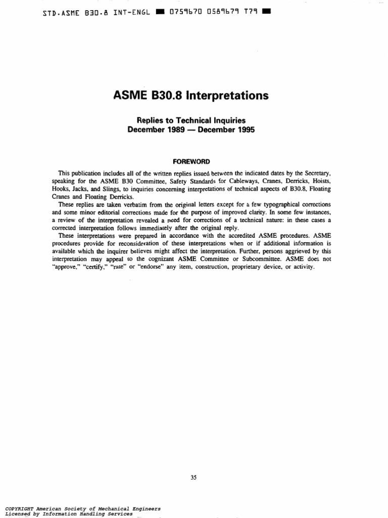 ANSI B30.8 Interpretation | PDF | Crane (Machine) | Clutch