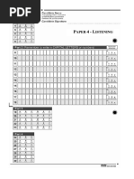 KET Listening Answer Sheet | PDF