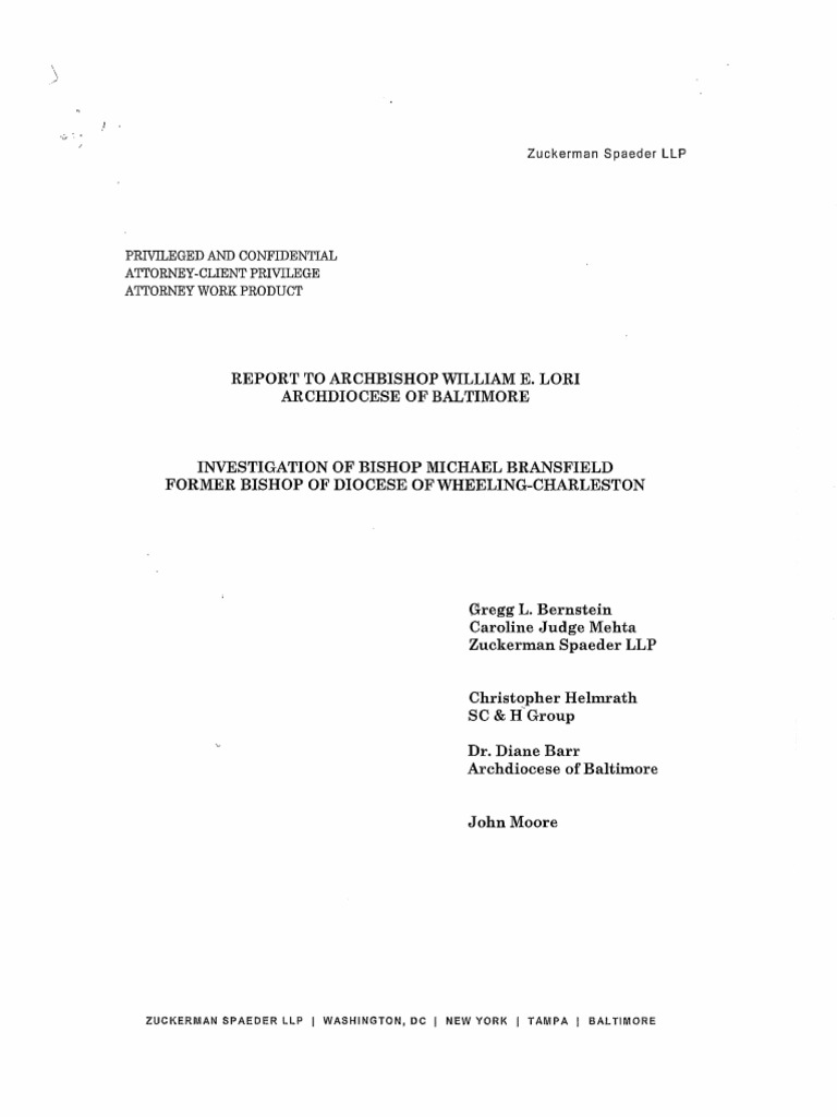 Investigation of Bishop Michael Bransfield | PDF