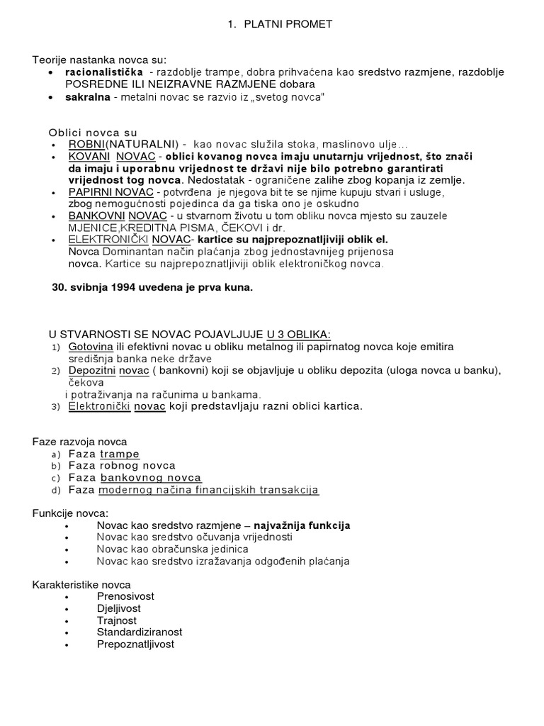 Platni Promet Skripta | PDF