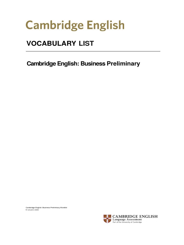 Cambridge English Vocab List | PDF | Verb | Word