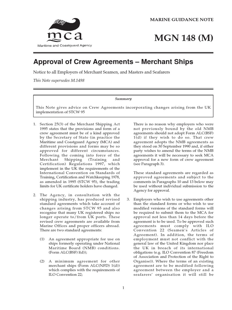 mgn0148 APPROVAL OF CREW AGREEMENTS PDF | PDF | Sailor | International ...