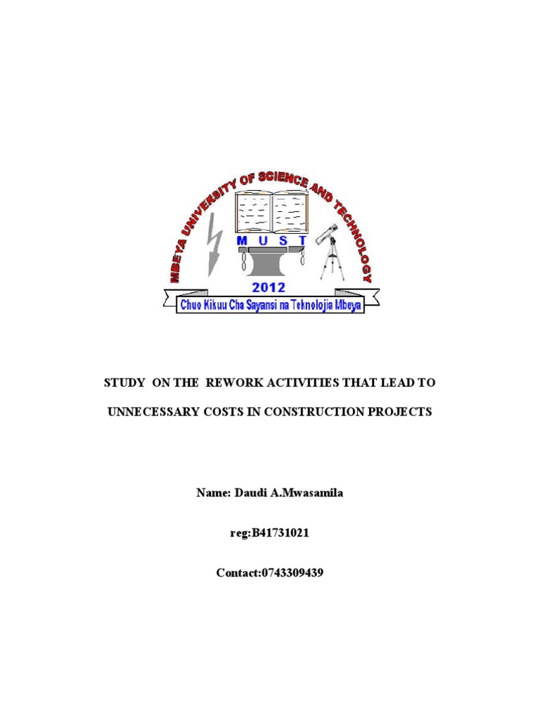 Study On The Rework Activities That Lead To Unnecessary Costs in ...