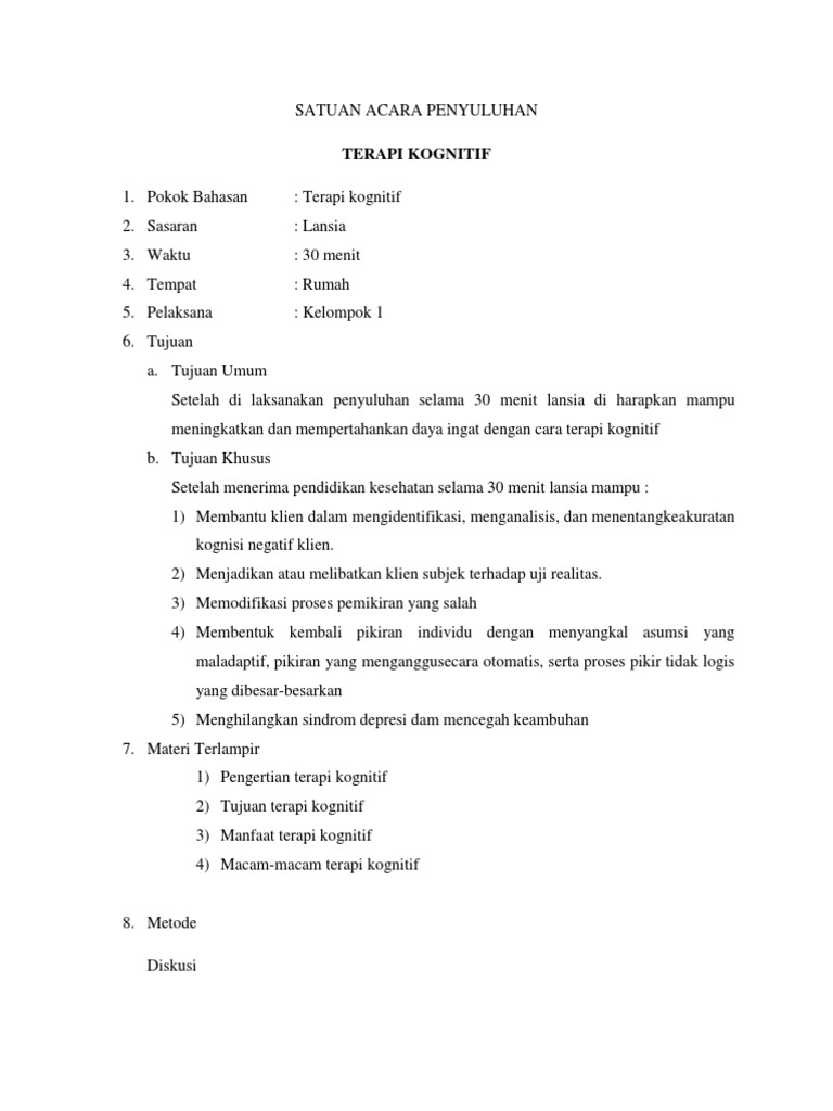Sap Terapi Kognitif | PDF