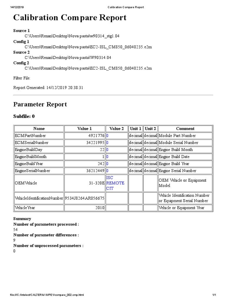 Calibration Compare Report | PDF | Computing | Software