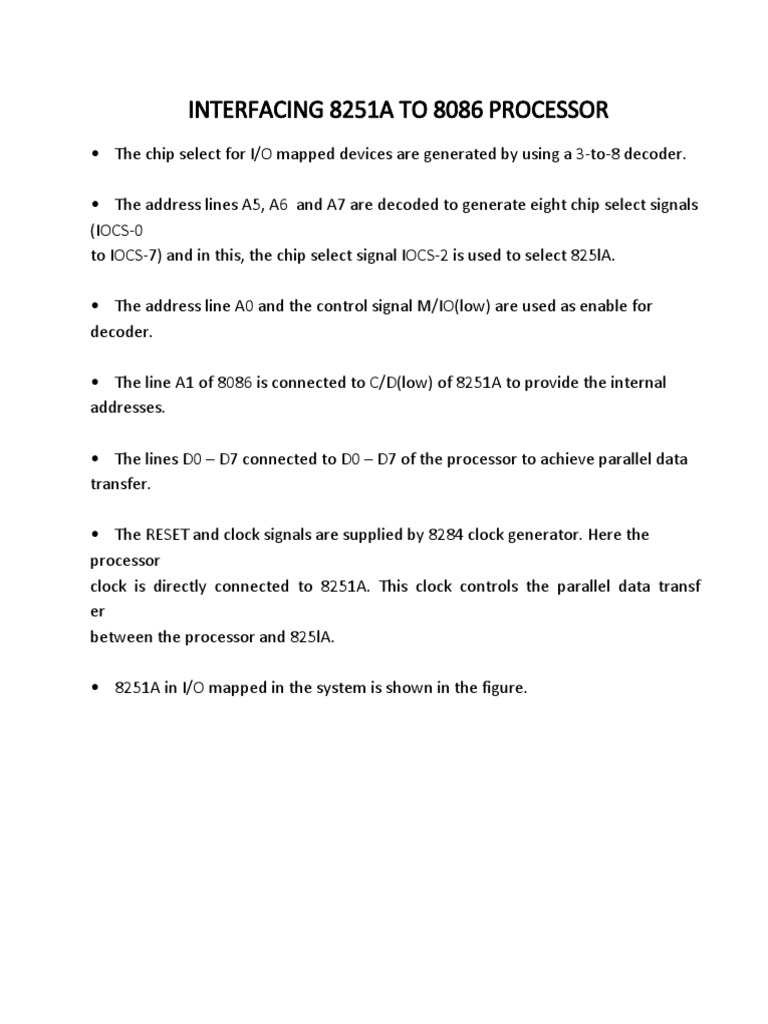 Interfacing 8251 With 8086. | PDF