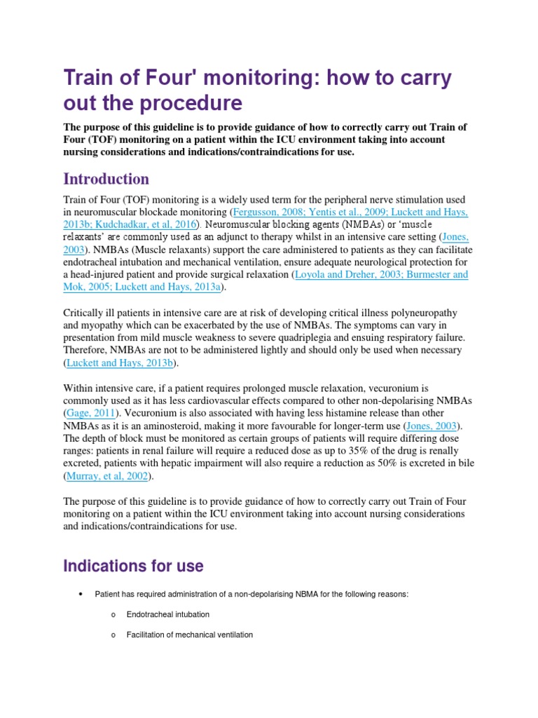 Train of Four | PDF | Intensive Care Medicine | Neuromuscular Junction