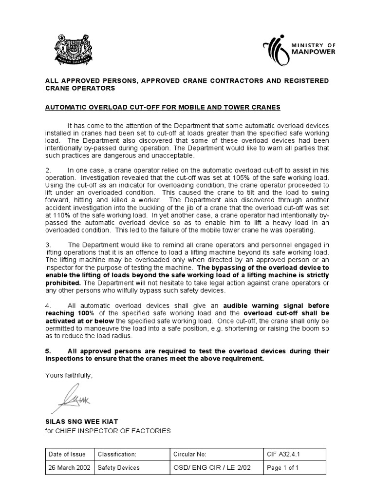 Crane Overload Safety Device Guidelines | PDF | Crane (Machine)