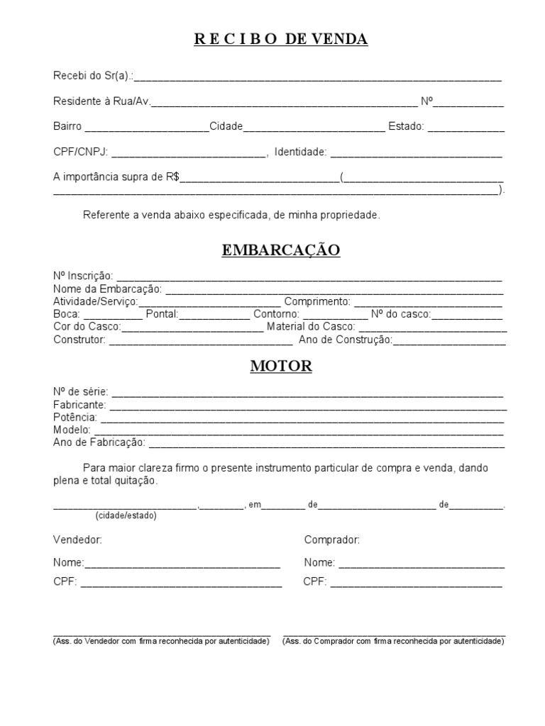 Recibo Venda Emb Motor 0 | PDF