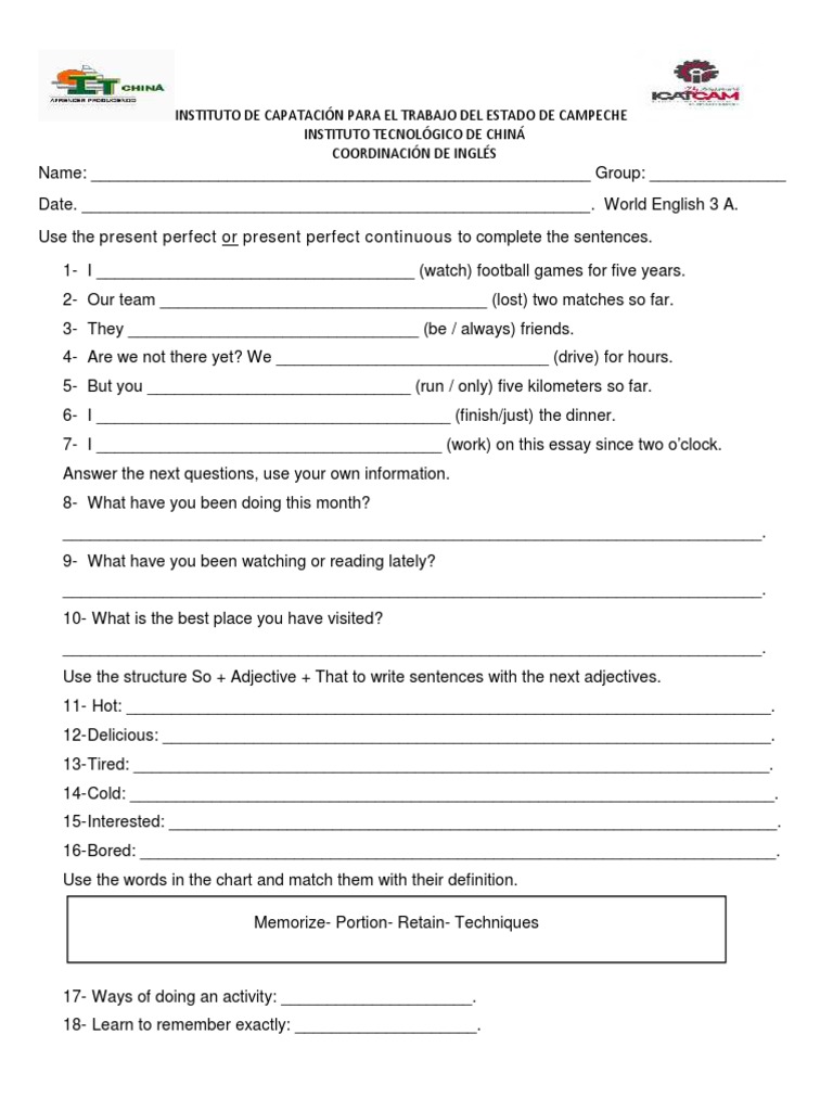 Exam World English 3A | PDF | English Language | Morphology