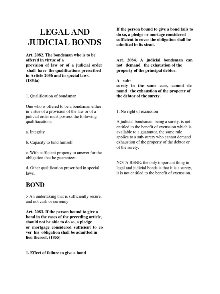 Judicial Bonds and Right of Excussion | PDF