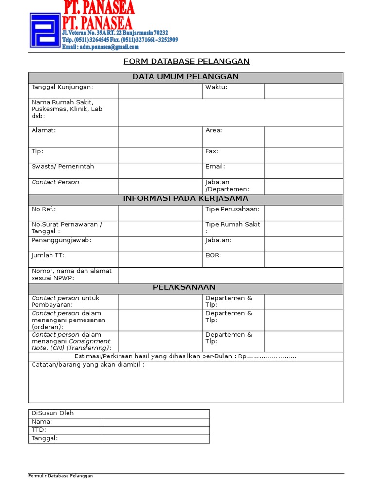Formulir - Database Pelanggan | PDF