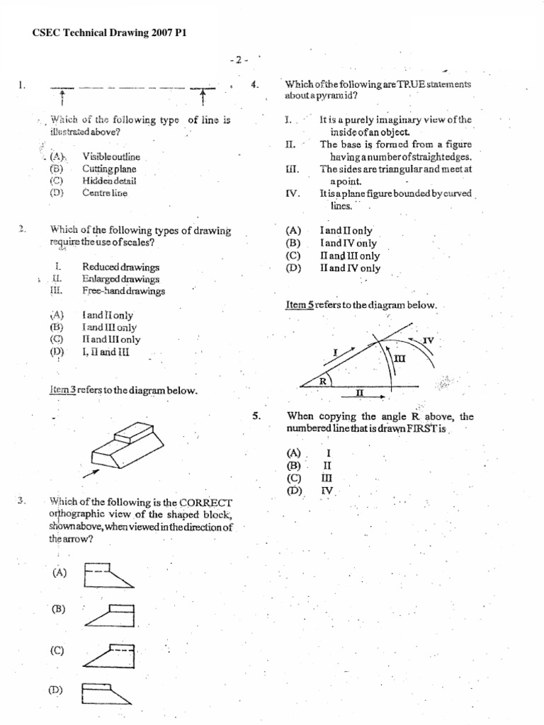 CSEC Technical Drawing Past Paper 2007 | PDF | Circle | Triangle