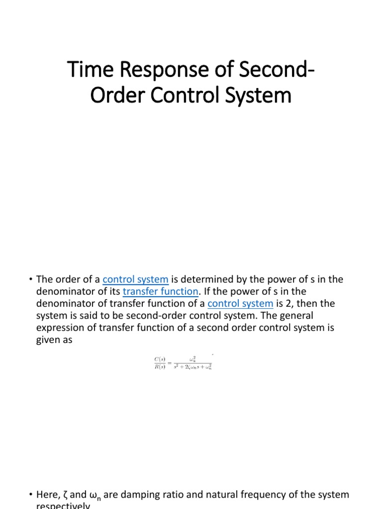Second-Order Control System Response | PDF | Control System ...