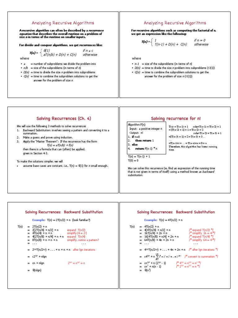 Analyzing Recursive Algorithms Analyzing Recursive Algorithms Pdf Time Complexity Logarithm