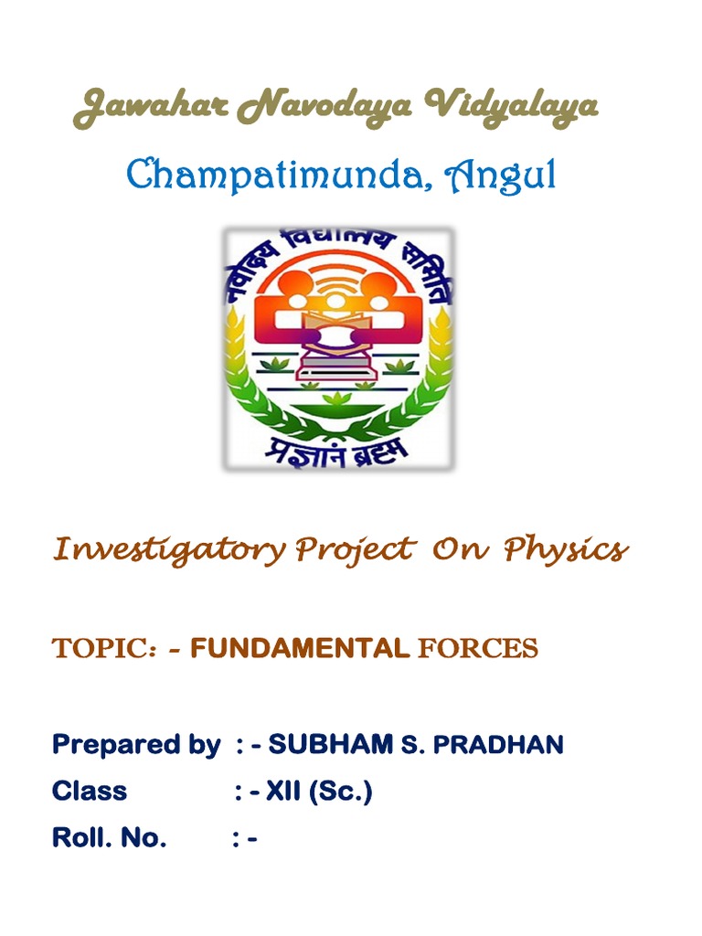 JNV Angul Investigatory Project Front Page | PDF