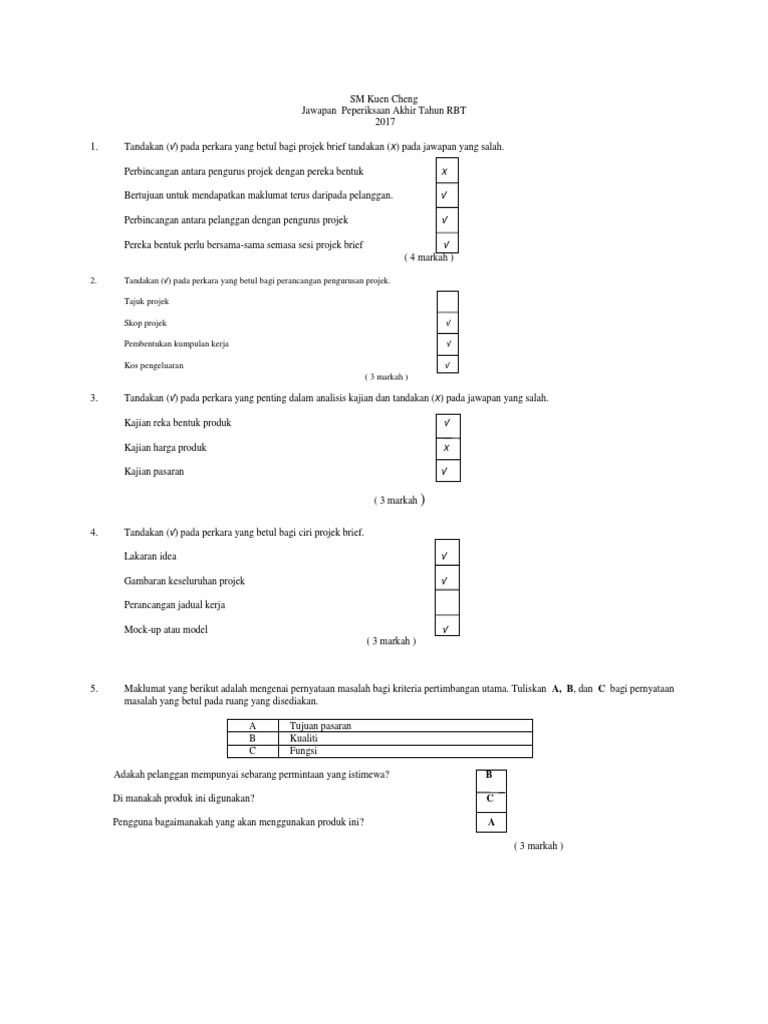 Skema Jawapan RBT 2017 | PDF | Metode & Bahan Ajar | Komputer