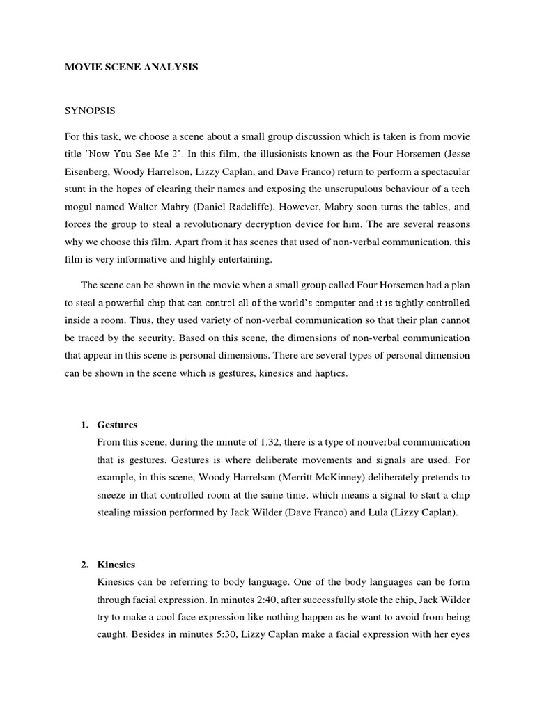 Movie Scene Analysis | Download Free PDF | Nonverbal Communication ...