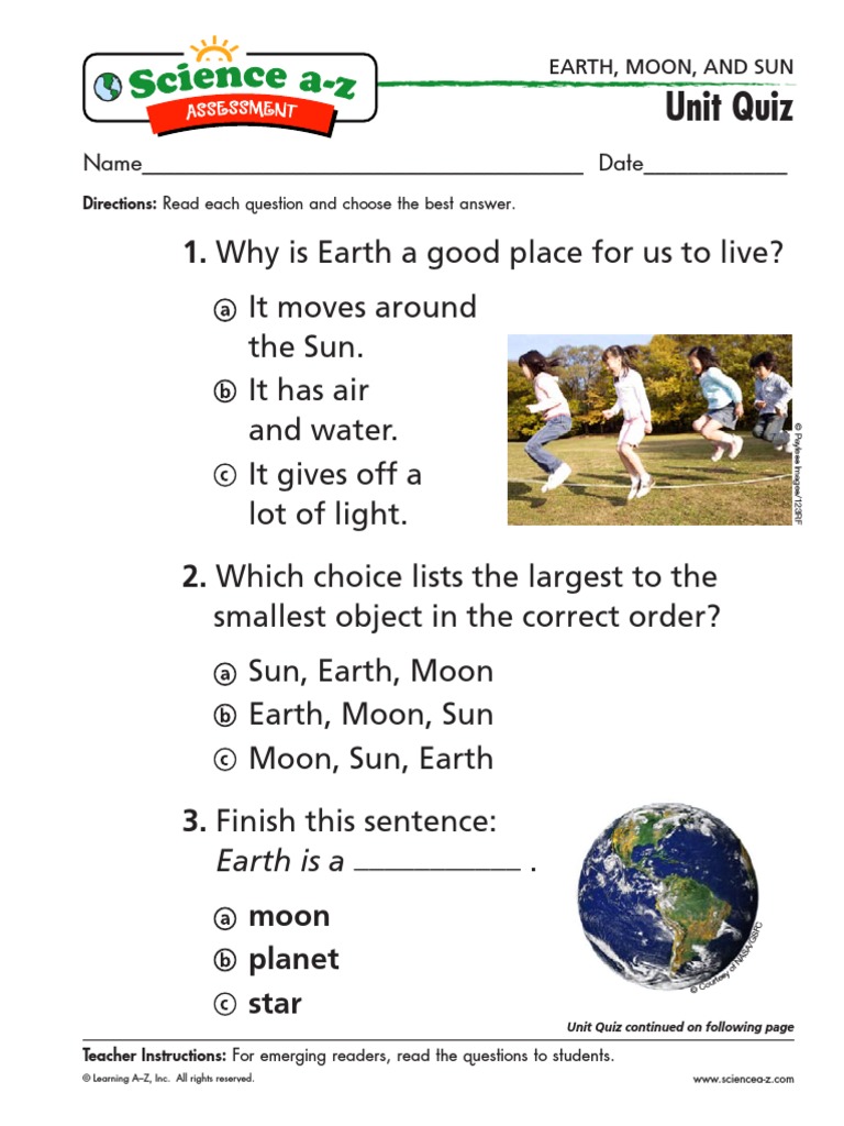 Earthmoonsunk-2 Unit Quiz PDF | PDF