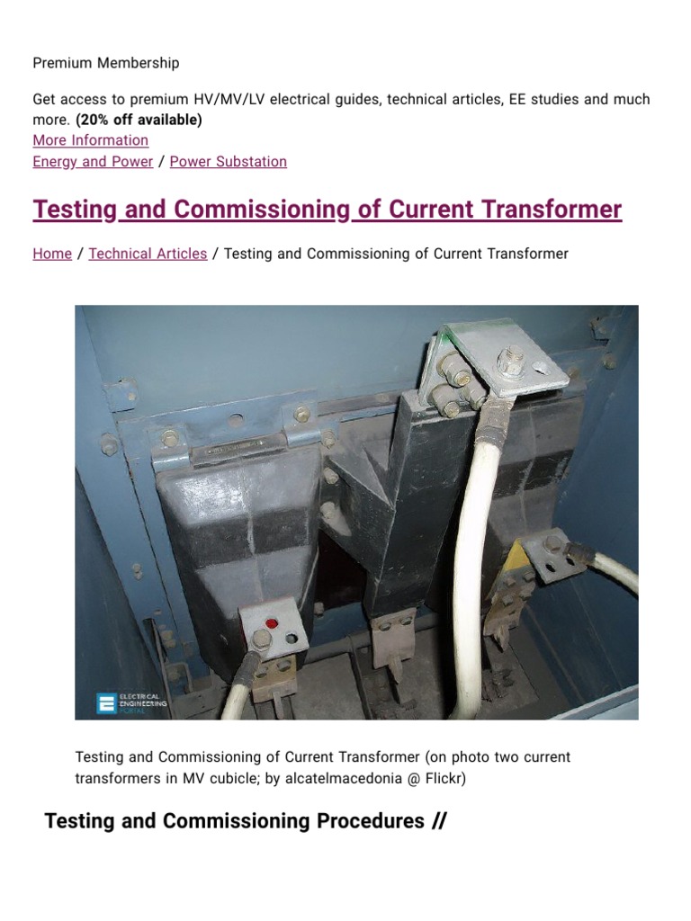 A Comprehensive Guide To Testing Current Transformers Procedures