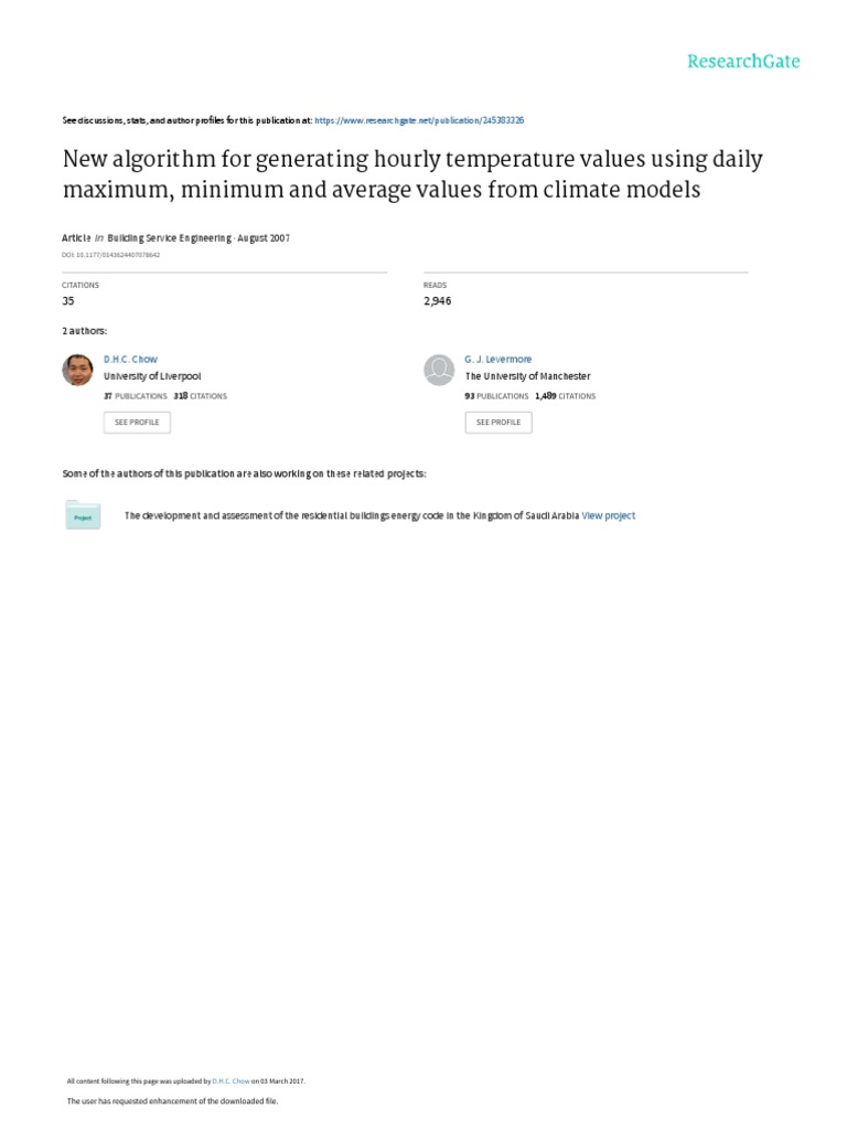 New Algorithm For Down Scaling Temperature Values Chow2007BSERT | PDF ...