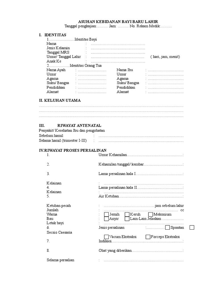 Format Askeb Bayi Baru Lahir | PDF