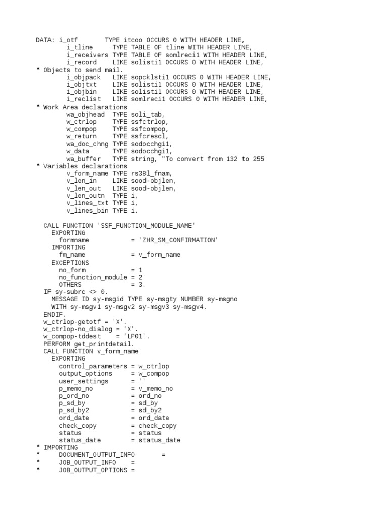 SAP ABAP Sample Email Sending Code Through SMTP | PDF | Computer ...