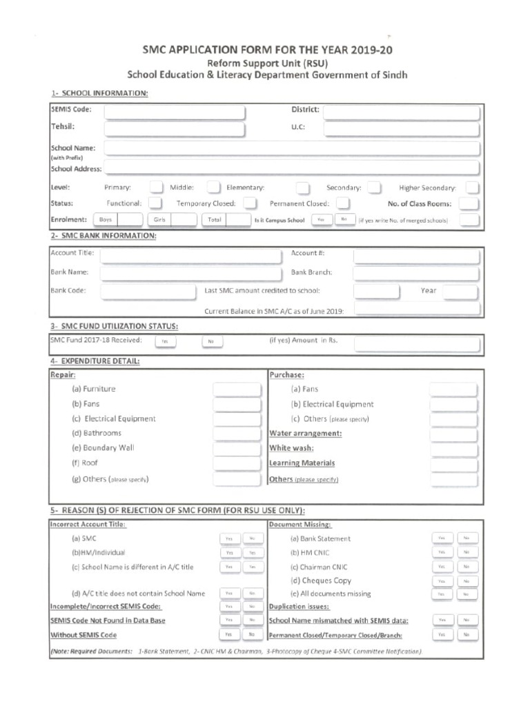 SMC Application Form For The Year 2019-20 | PDF