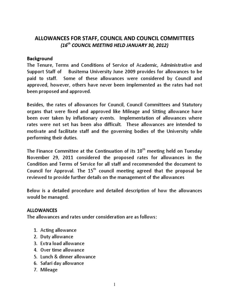 Approved Allowances PDF | PDF | Working Time | Per Diem