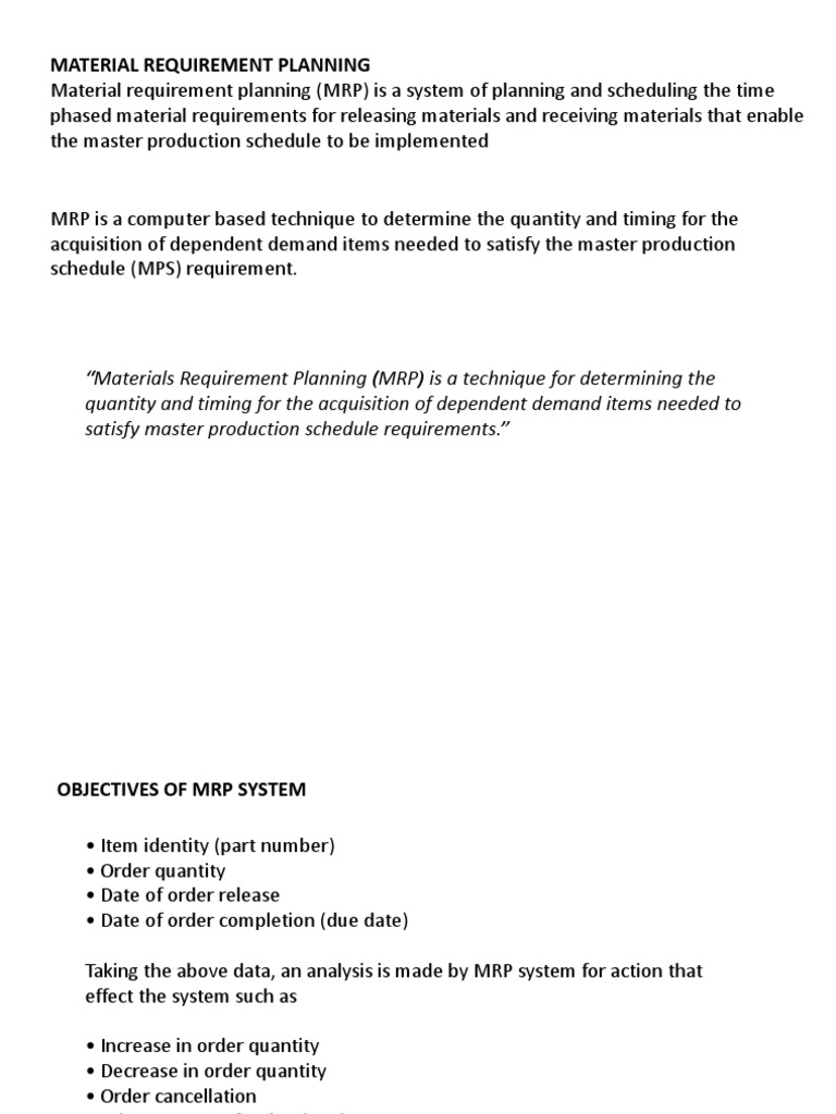 MRP - I &ii | PDF | Systems Science | Industries