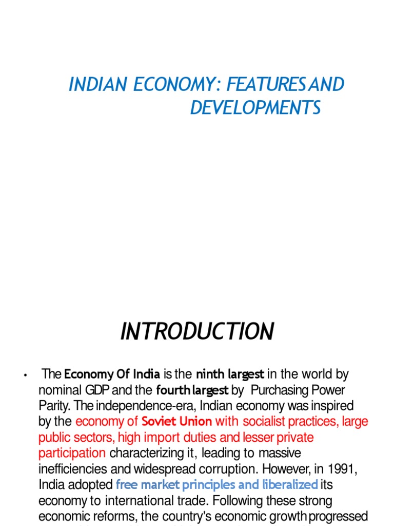 Overview of Indian Economy Features | PDF | Economy Of India | Economic ...