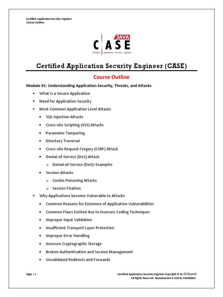 CASE Java Course Outline | PDF | Computer Security | Security