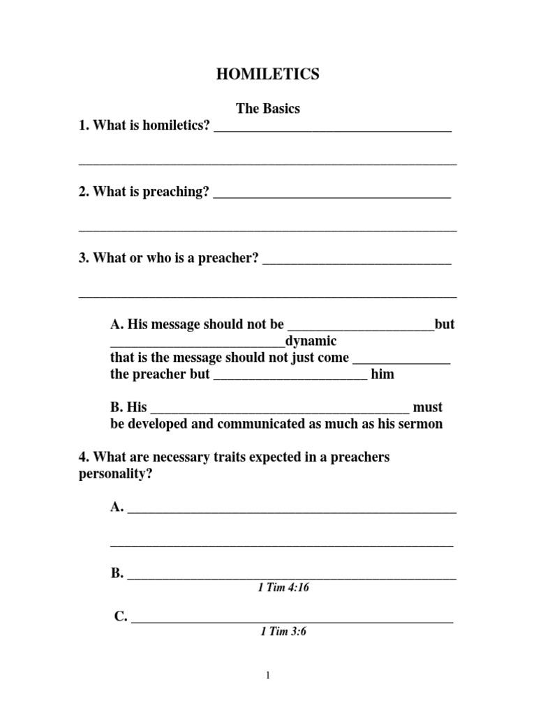 HOMILETICS 1 - The Basics | PDF