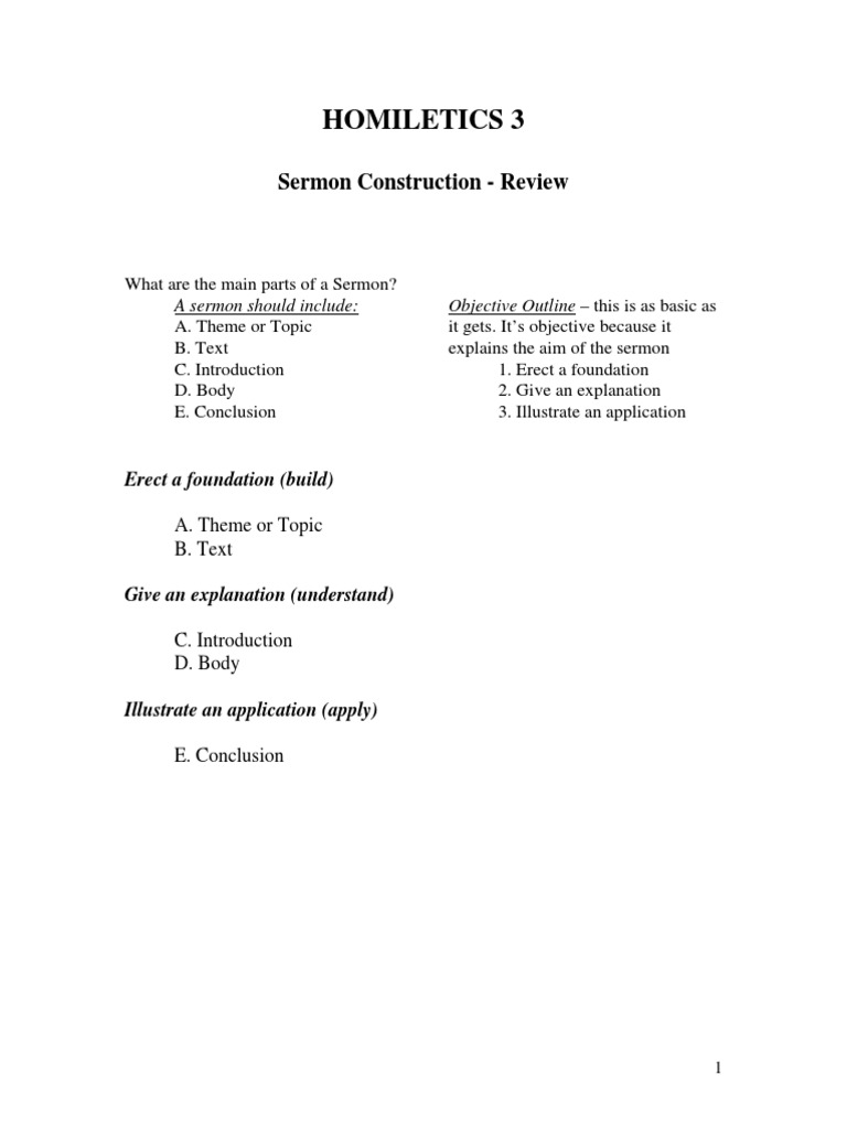HOMILETICS 3 - Sermon Construction and Review | PDF | Homiletics | Sermon