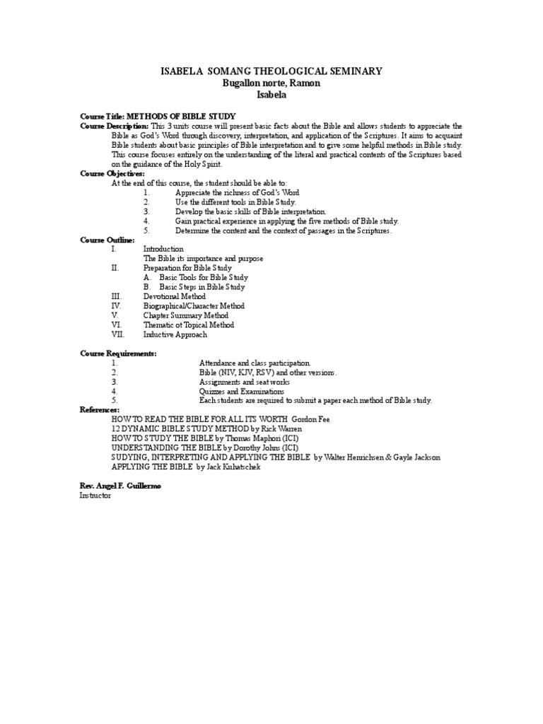 Course Syllabus | PDF | Acts Of The Apostles | Prayer