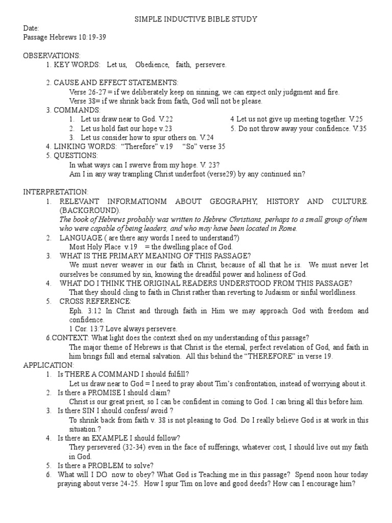 Simple Inductive Bible Study | PDF | Faith | Good Works