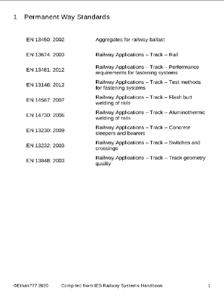 Railway Standards - IES Rly Handbook | PDF