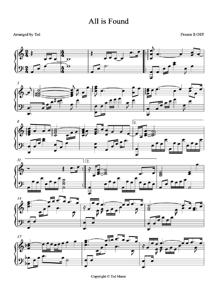 All Is Found Piano Sheet | PDF