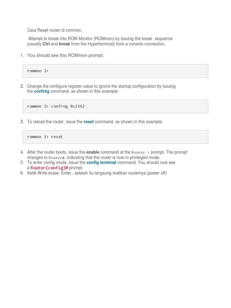 Hapus Config Router Dan Switch Lewat Rommon | PDF | Booting | Command ... Hapus Config Router Dan Switch Lewat Rommon | PDF | Booting | Command ...