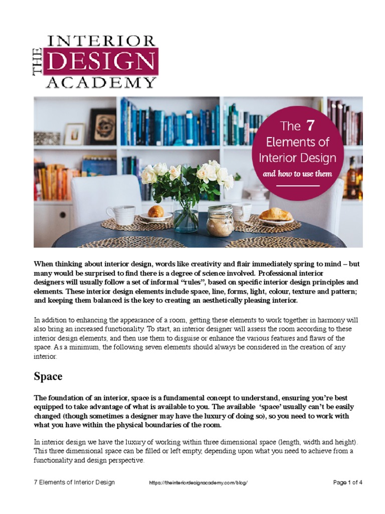 7 Key Elements of Interior Design | PDF | Shape | Lighting