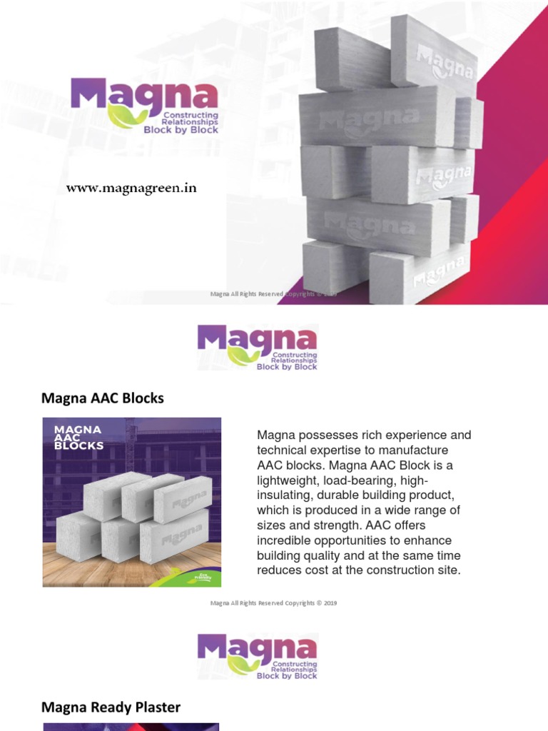 AAC Blocks Manufacturers - Magna | PDF | Plaster | Mortar (Masonry)